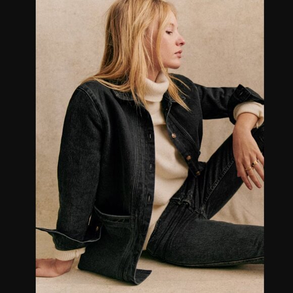 Sezane | Jackets & Coats | Sezane Will Jacket In Washed Black Denim ...